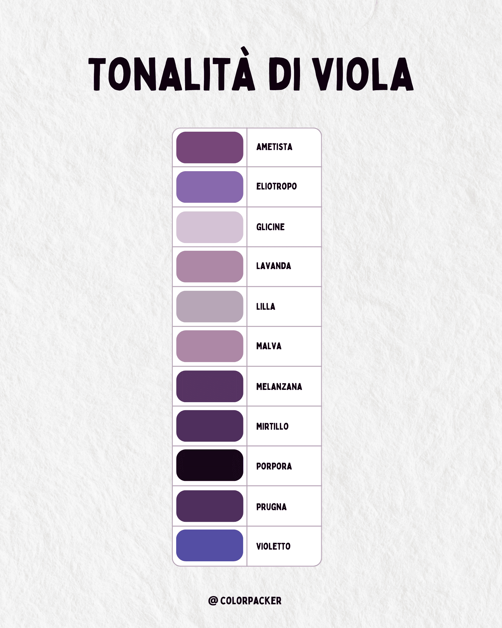 Tonalità di Viola: nomi, significati e curiosità - Color Packer